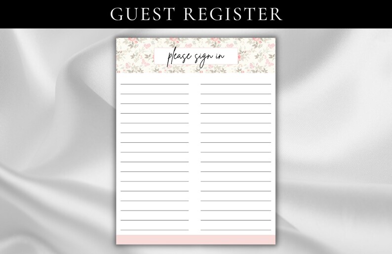 Please Sign in Printable Template Guest Register Form - Etsy