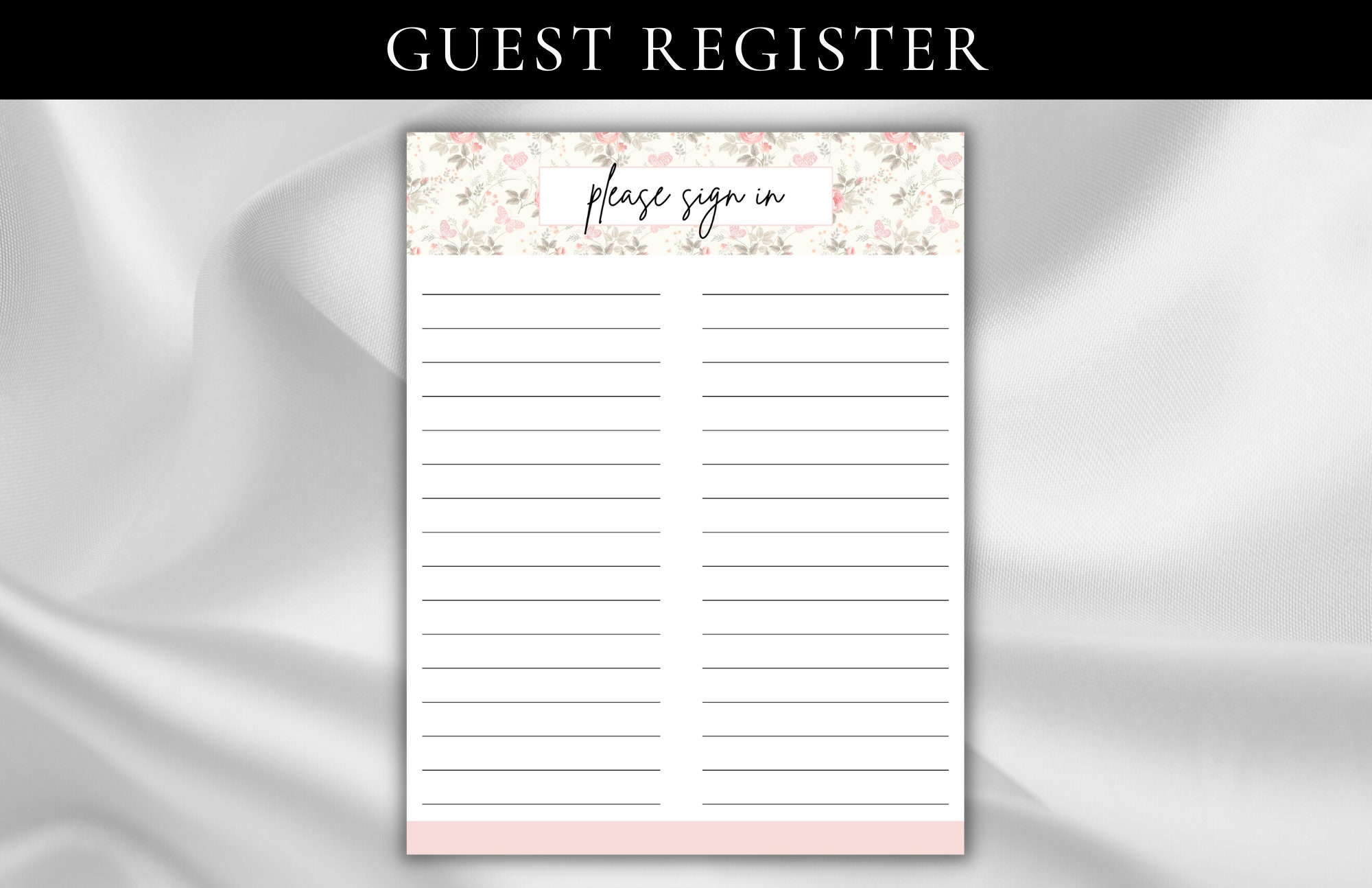 Please Sign in Printable Template Guest Register Form - Etsy