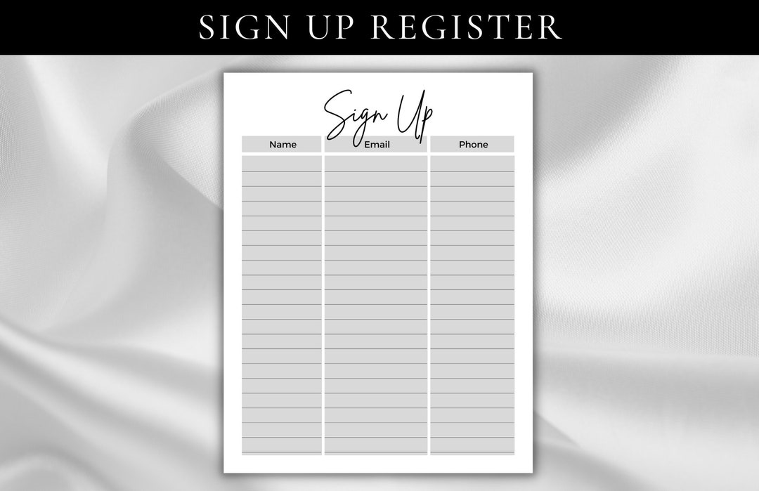 Sign up Sign up Form Printable Template Form Canva PDF List Editable ...