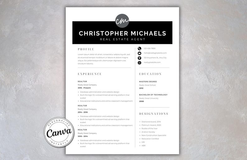 Resume | Signature Resume | Printable Template | Job | Form | Canva ...