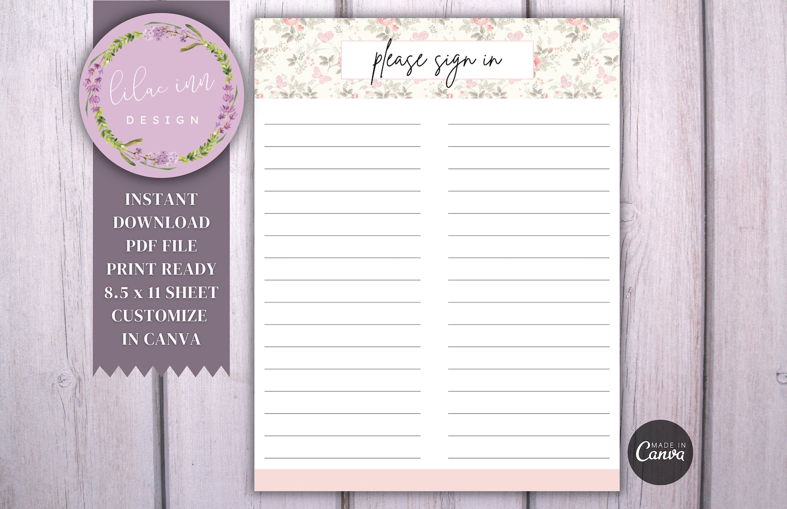 Please Sign in Printable Template Guest Register Form - Etsy