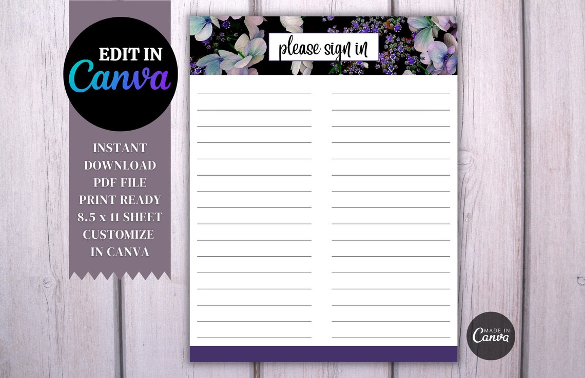 Please Sign in Printable Template Guest Register Form - Etsy