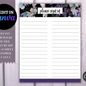 Please Sign in Printable Template Guest Register Form - Etsy