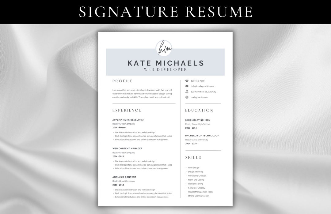 Resume Signature Resume Printable Template Job Form Canva PDF List ...