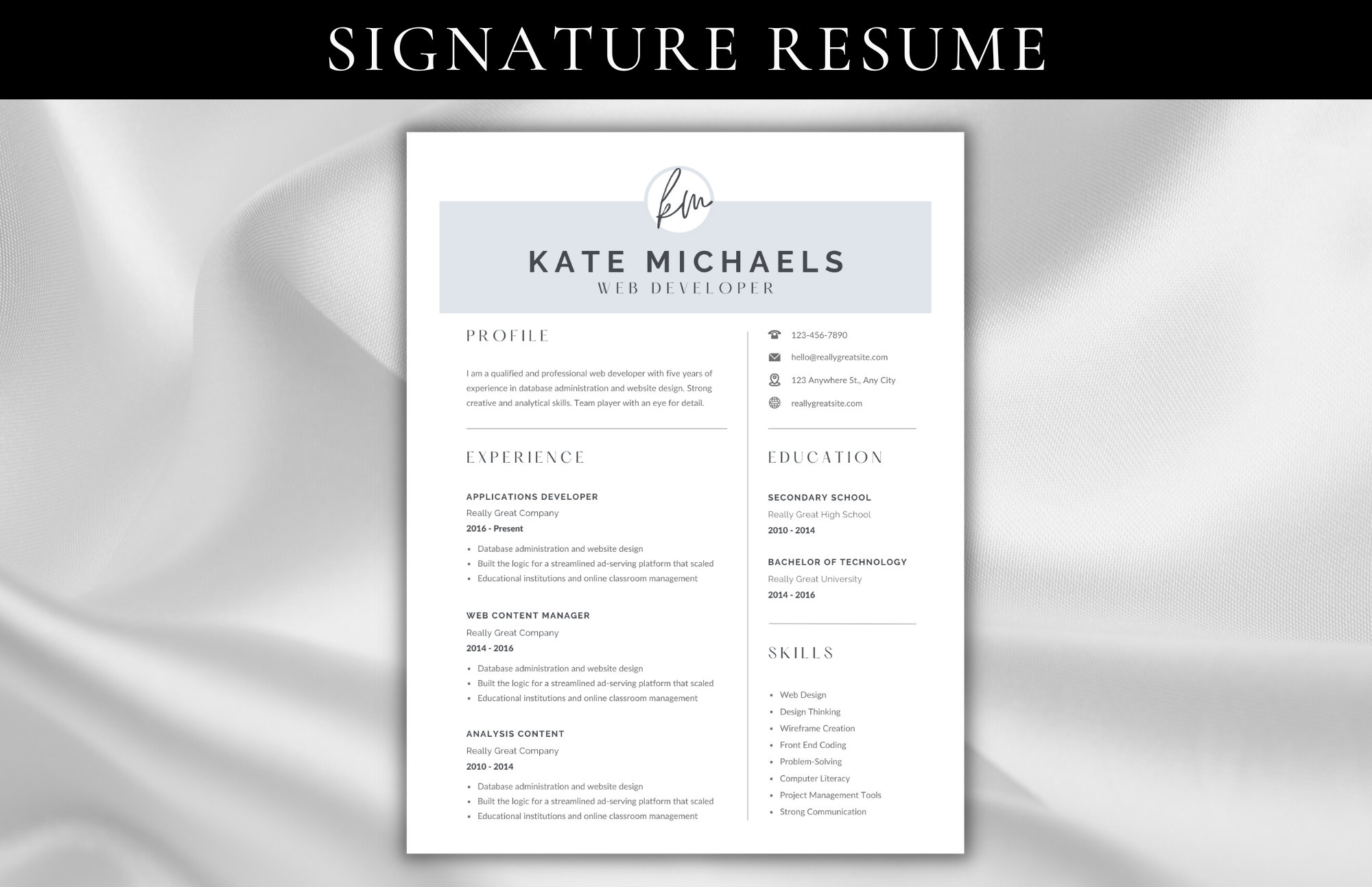 Resume Signature Resume Printable Template Job Form Canva PDF List ...