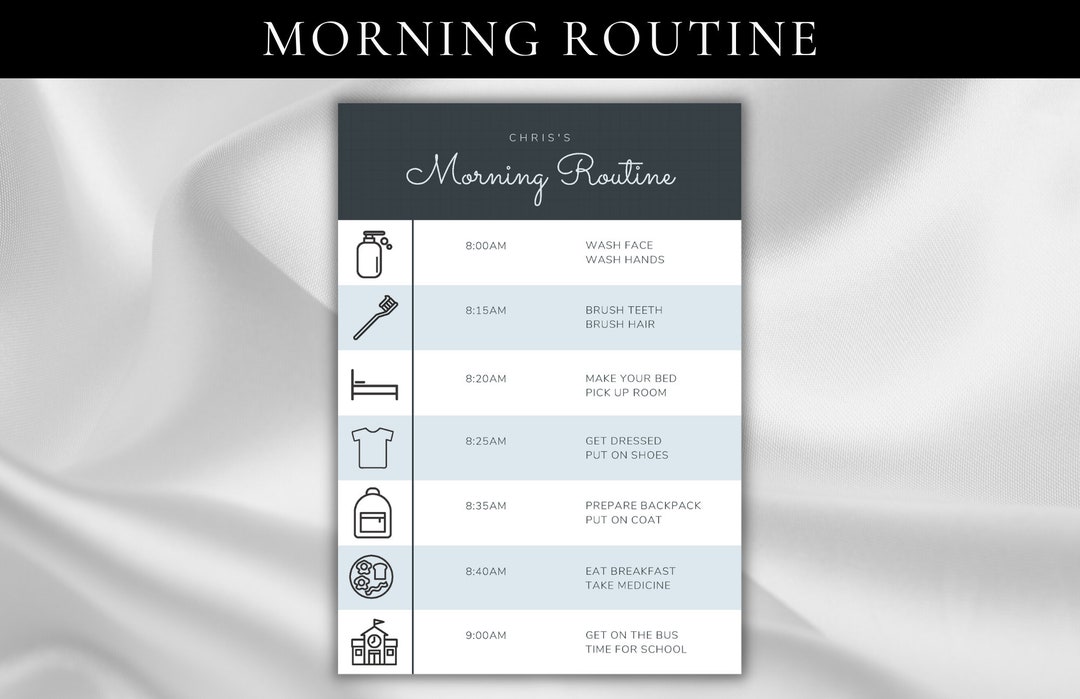 Daily Morning Routine Printable Template Form Child - Etsy
