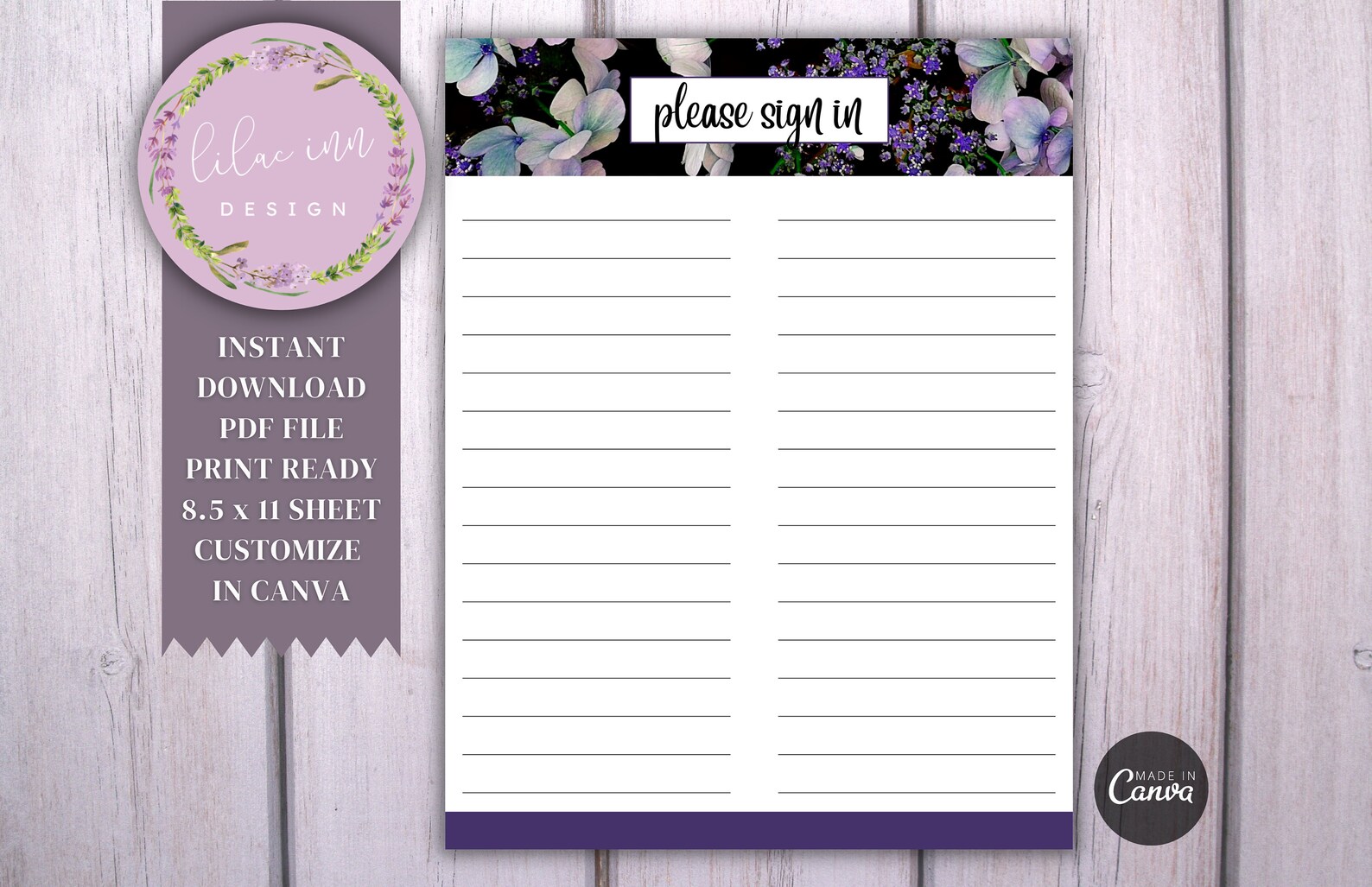 Please Sign in Printable Template Guest Register Form - Etsy