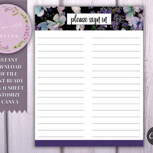 Please Sign in Printable Template Guest Register Form - Etsy