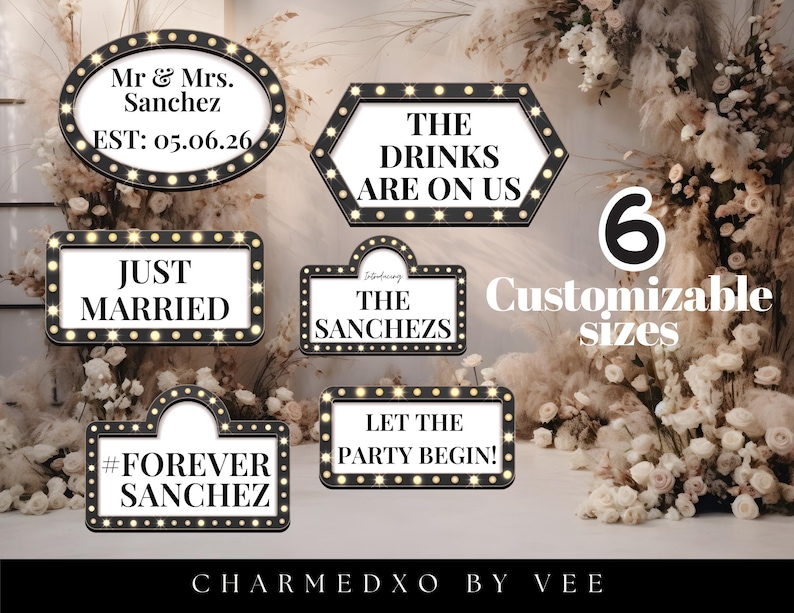 Wedding Marquee Sign, Editable Entrance Template (canva) - Etsy