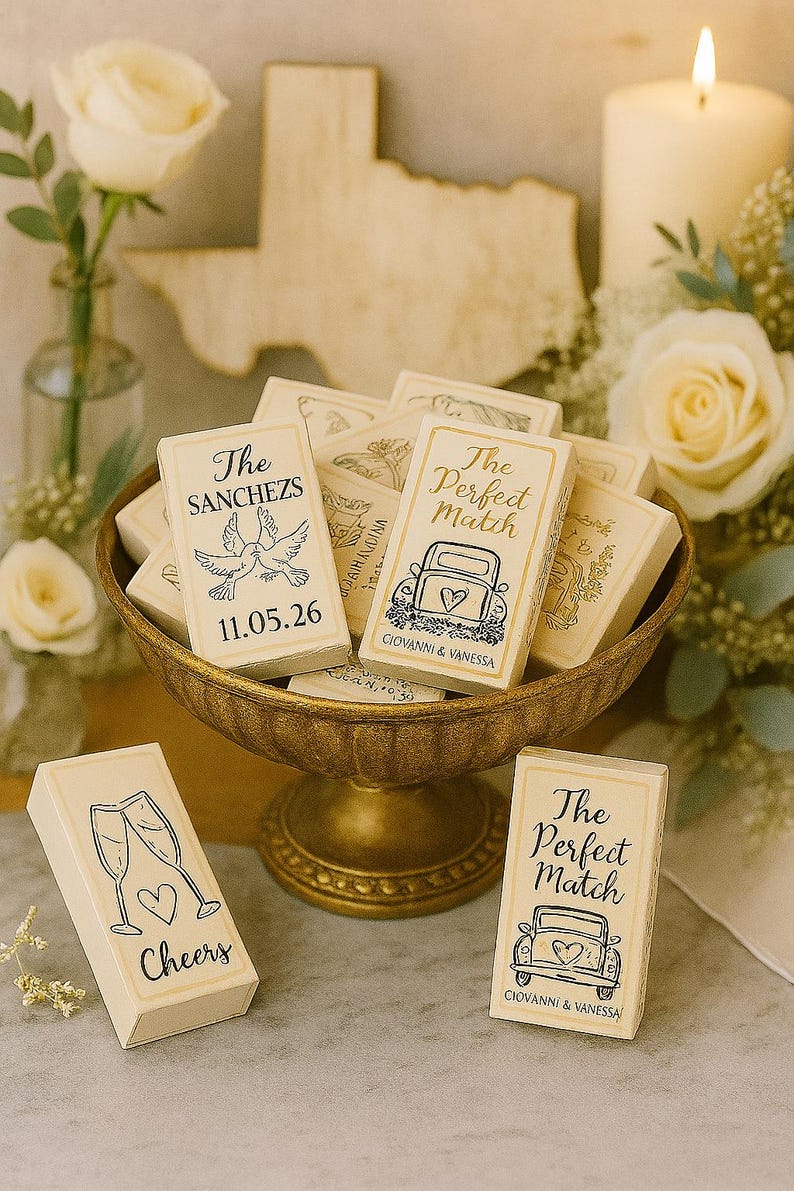 Editable Wedding Favor Matchbox Template: Rustic, Modern Canva Design ...