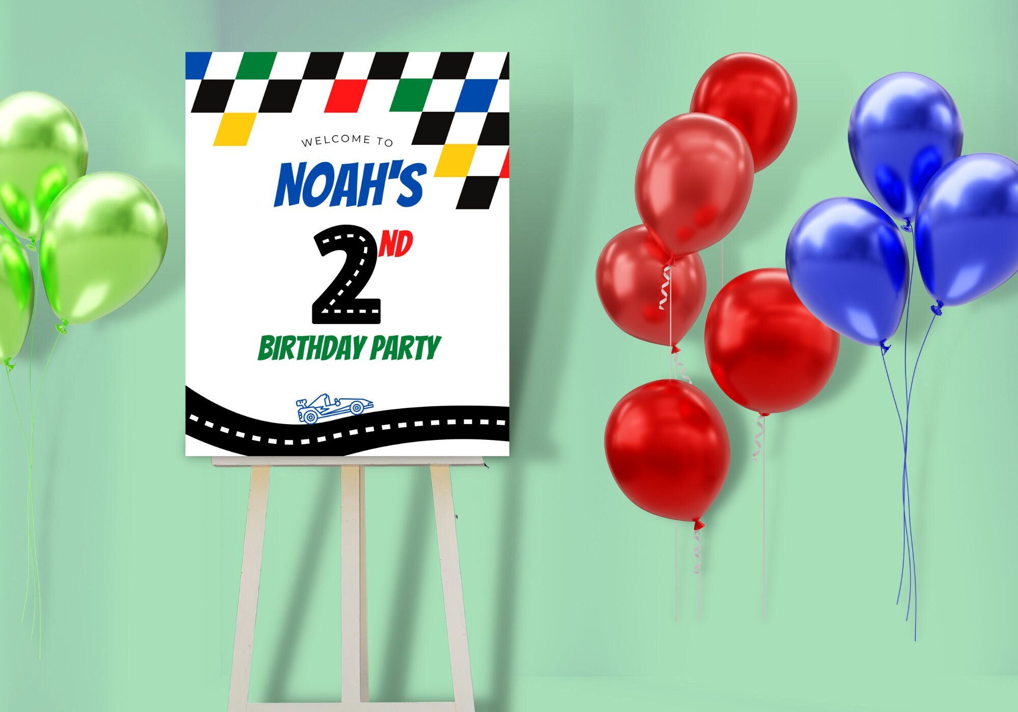Editable Two Fast Second Birthday Welcome Sign Template Car 2nd Bday ...