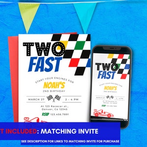 Editable Two Fast Second Birthday Welcome Sign Template Car 2nd Bday ...