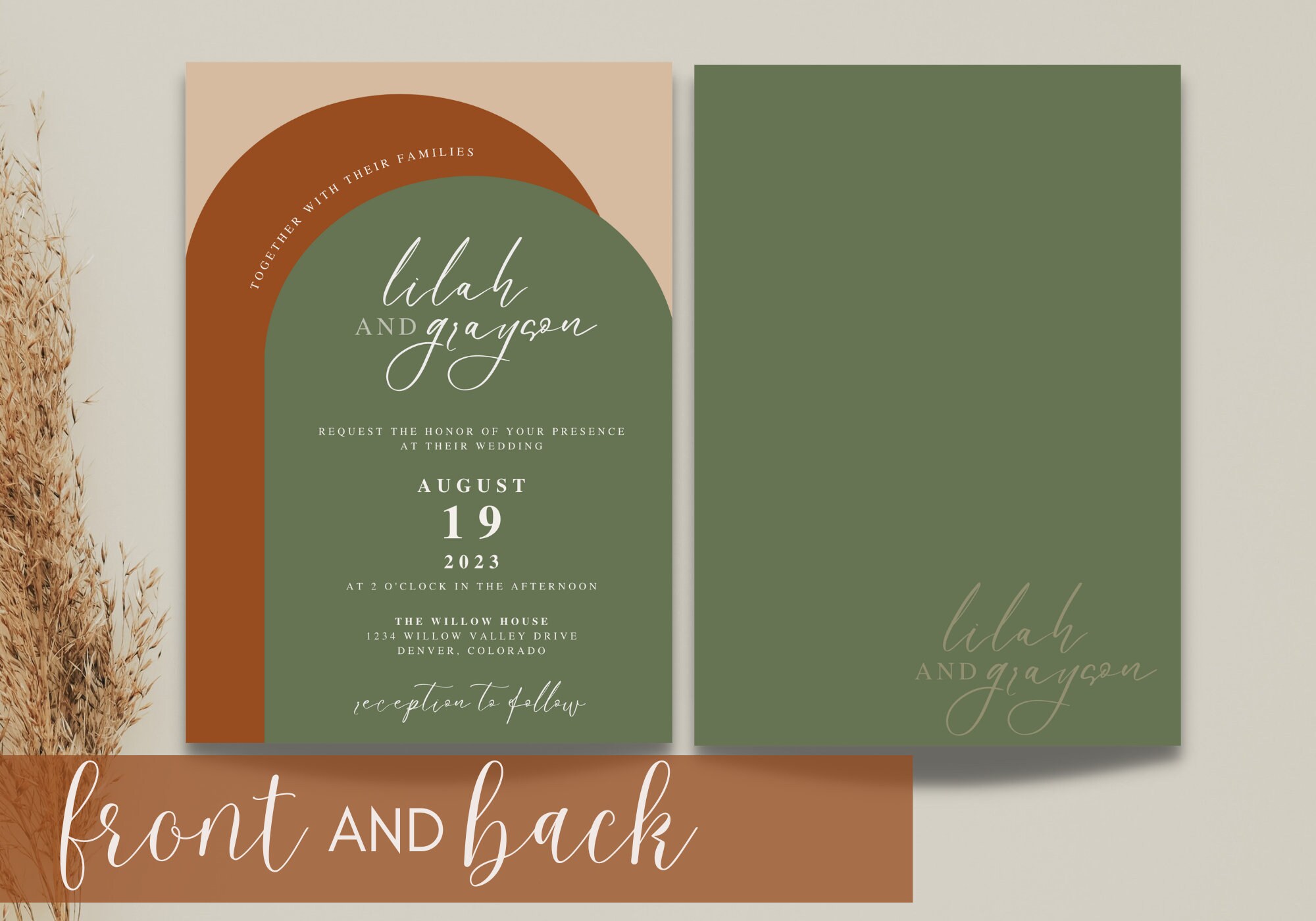 Earth Tone Wedding Invitation Editable Template Minimalist Wedding ...