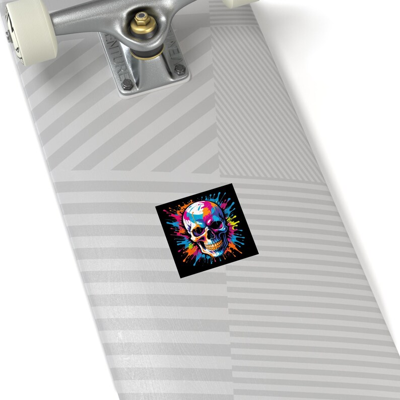 Vibrant Colorful Skull Sticker for Laptop, Water Bottle, Car Waterproof ...