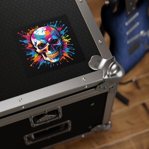 Vibrant Colorful Skull Sticker for Laptop, Water Bottle, Car Waterproof ...