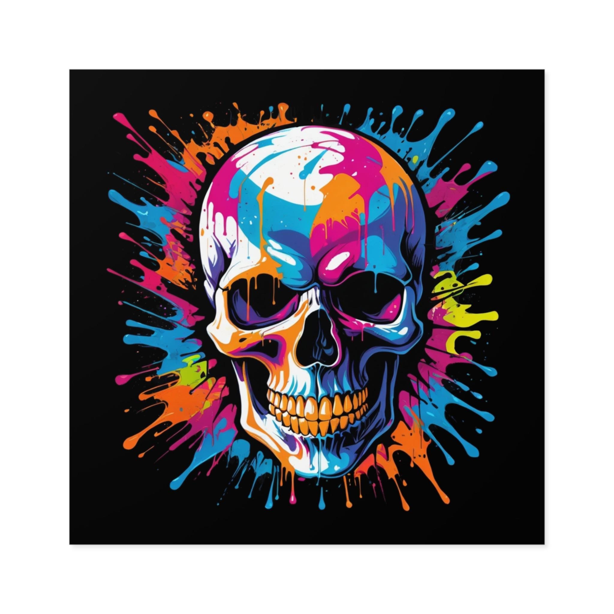 Vibrant Colorful Skull Sticker for Laptop, Water Bottle, Car Waterproof ...