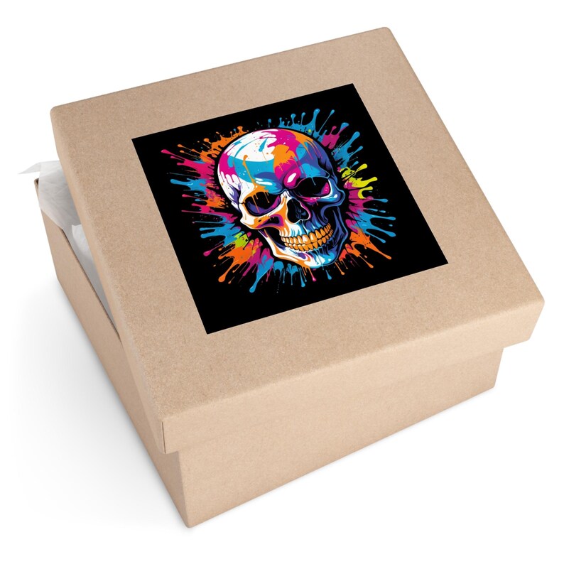Vibrant Colorful Skull Sticker for Laptop, Water Bottle, Car Waterproof ...