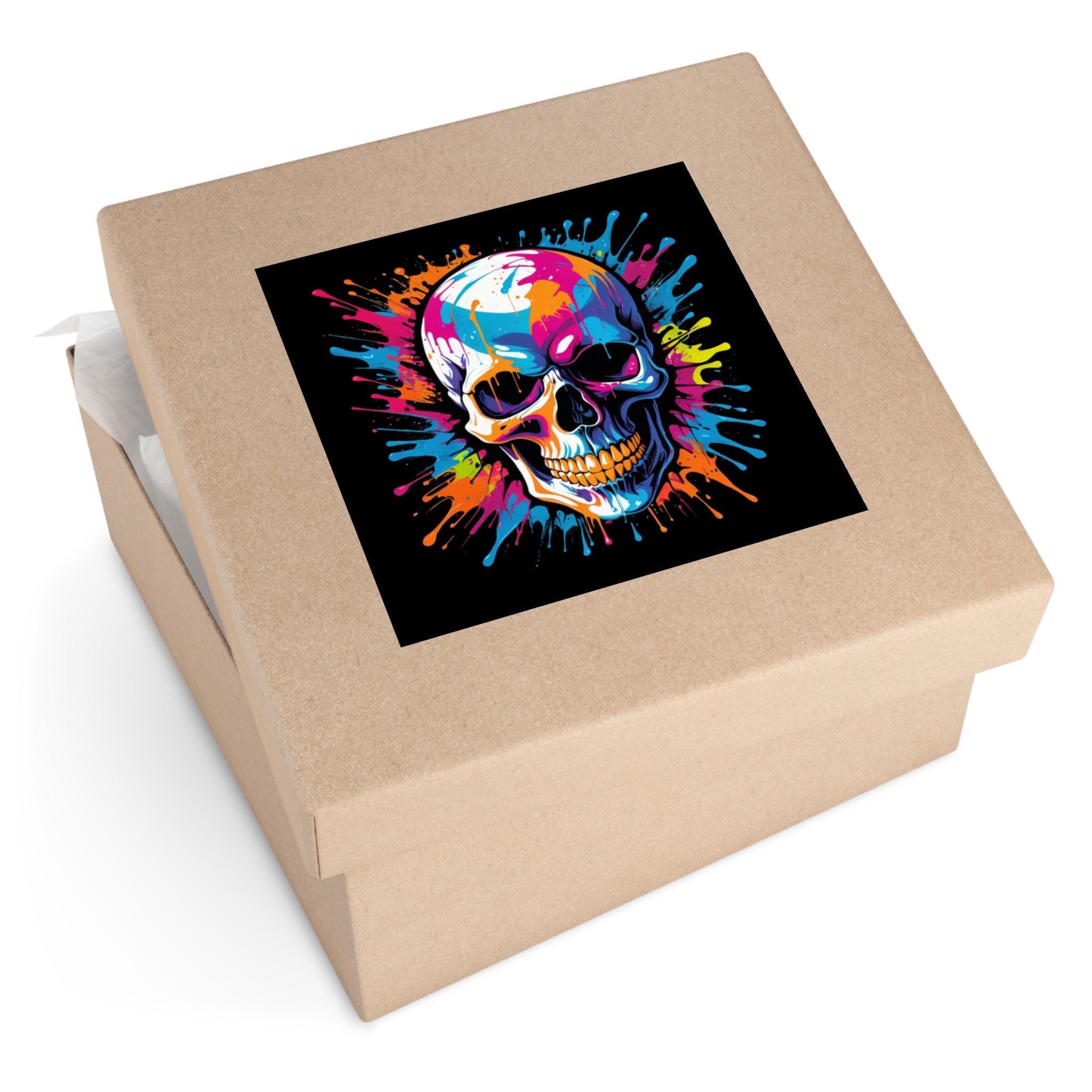 Vibrant Colorful Skull Sticker for Laptop, Water Bottle, Car Waterproof ...