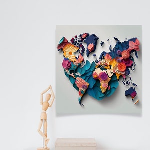 World Map Wall Art - Premium Canvas Paper Posters - High-quality Wall ...