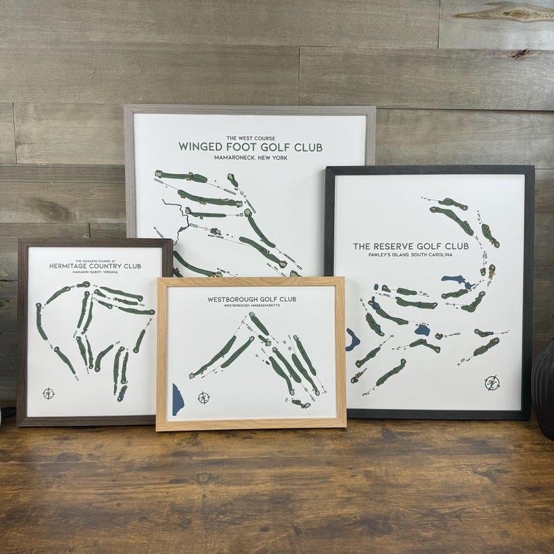 Custom Golf Course Map Art Print: Personalized Golf Decor (framed) - Etsy