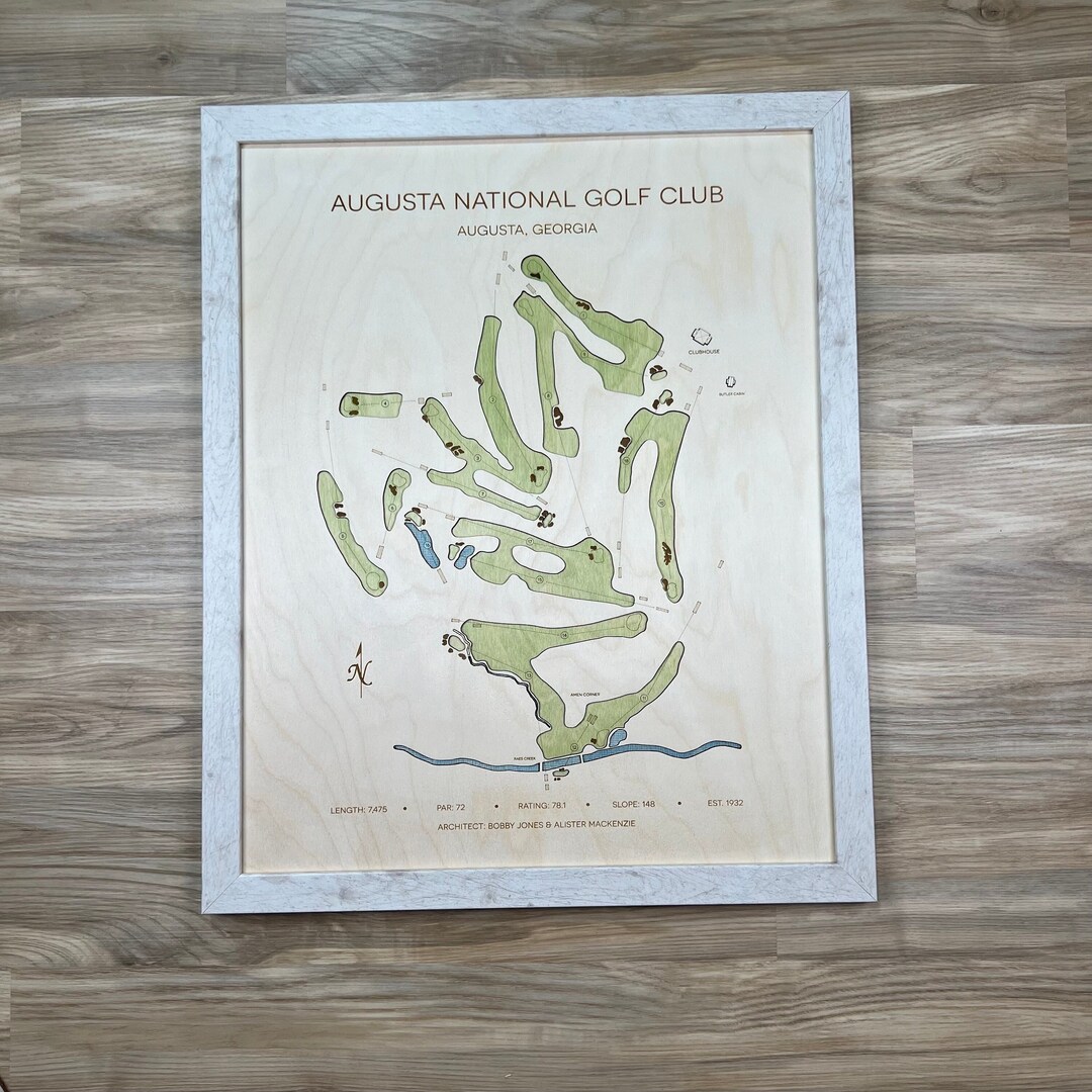 Augusta National Golf Club Golf Course Map Golf Gift - Etsy