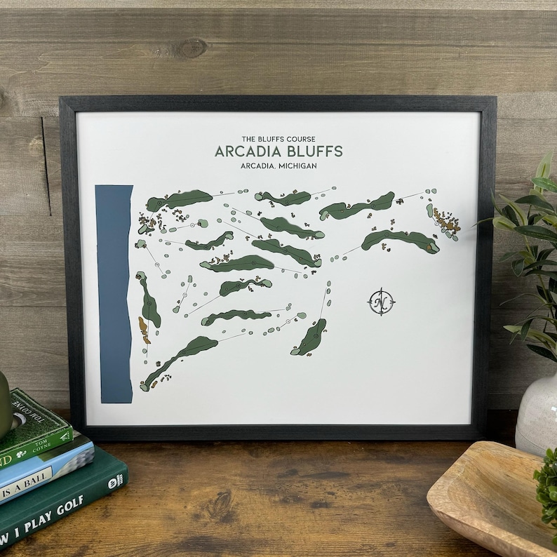 Personalized Golf Course Map Art Print: Framed Offset Sketch Design - Etsy