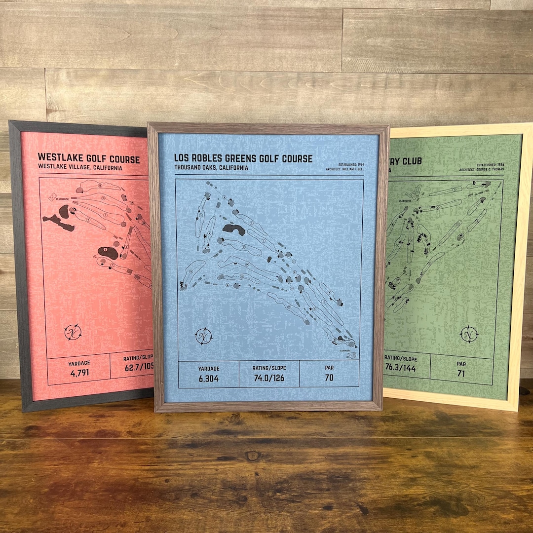 Custom Framed Golf Course Map Print: Modern Architect Style - Etsy