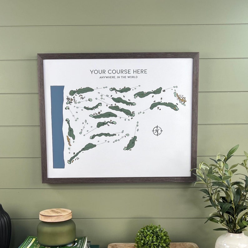 Custom Golf Course Map Art Print: Personalized Golf Decor (framed) - Etsy