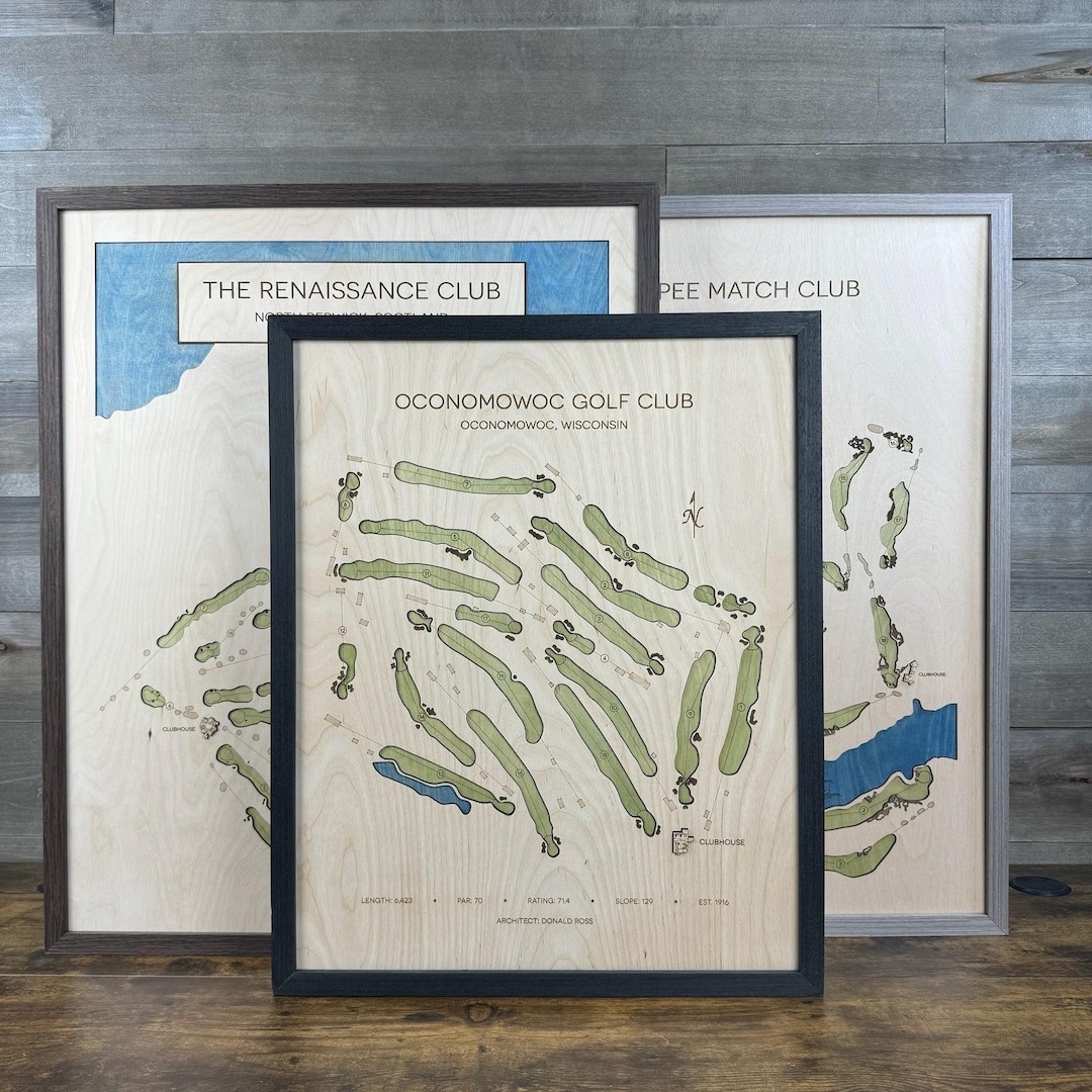 Custom Golf Course Map Art: Unique Golf Gift - Etsy