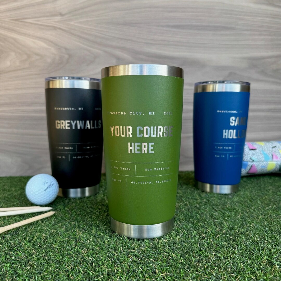 Personalized Golf Tumbler: Custom Course Map, Engraved Stainless Steel ...