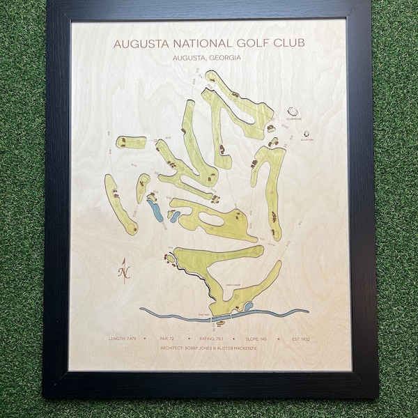 Golf Course Map Augusta National - Etsy