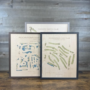 Custom Golf Course Map Art: Personalized Wood Golf Gift - Etsy