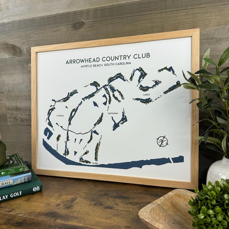 Custom Golf Course Map Art Print: Personalized Golf Decor (framed) - Etsy
