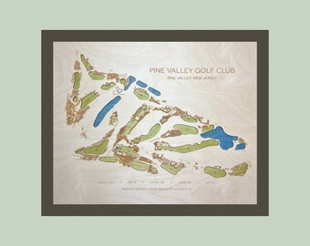 Pine Valley Golf Club, NJ Golf Course Map, Home Decor, Golfer Gift for ...