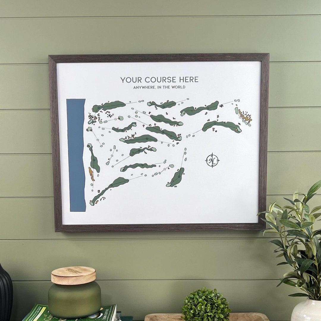 Custom Golf Course Map Art Print: Personalized Golf Decor (framed) - Etsy