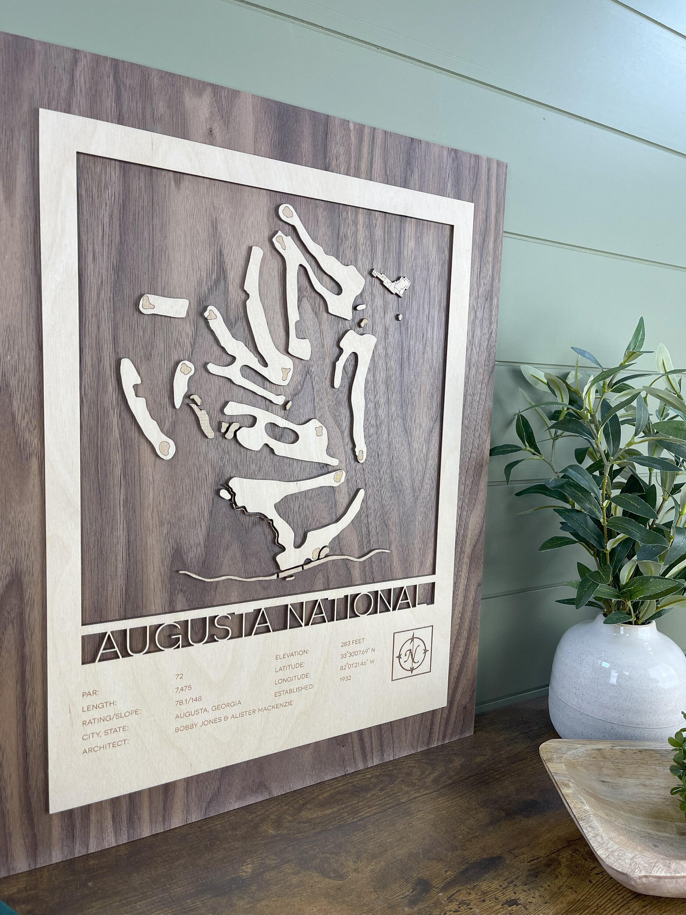 Custom Layered Wood Golf Course Map: Minimalist Golf Art - Etsy
