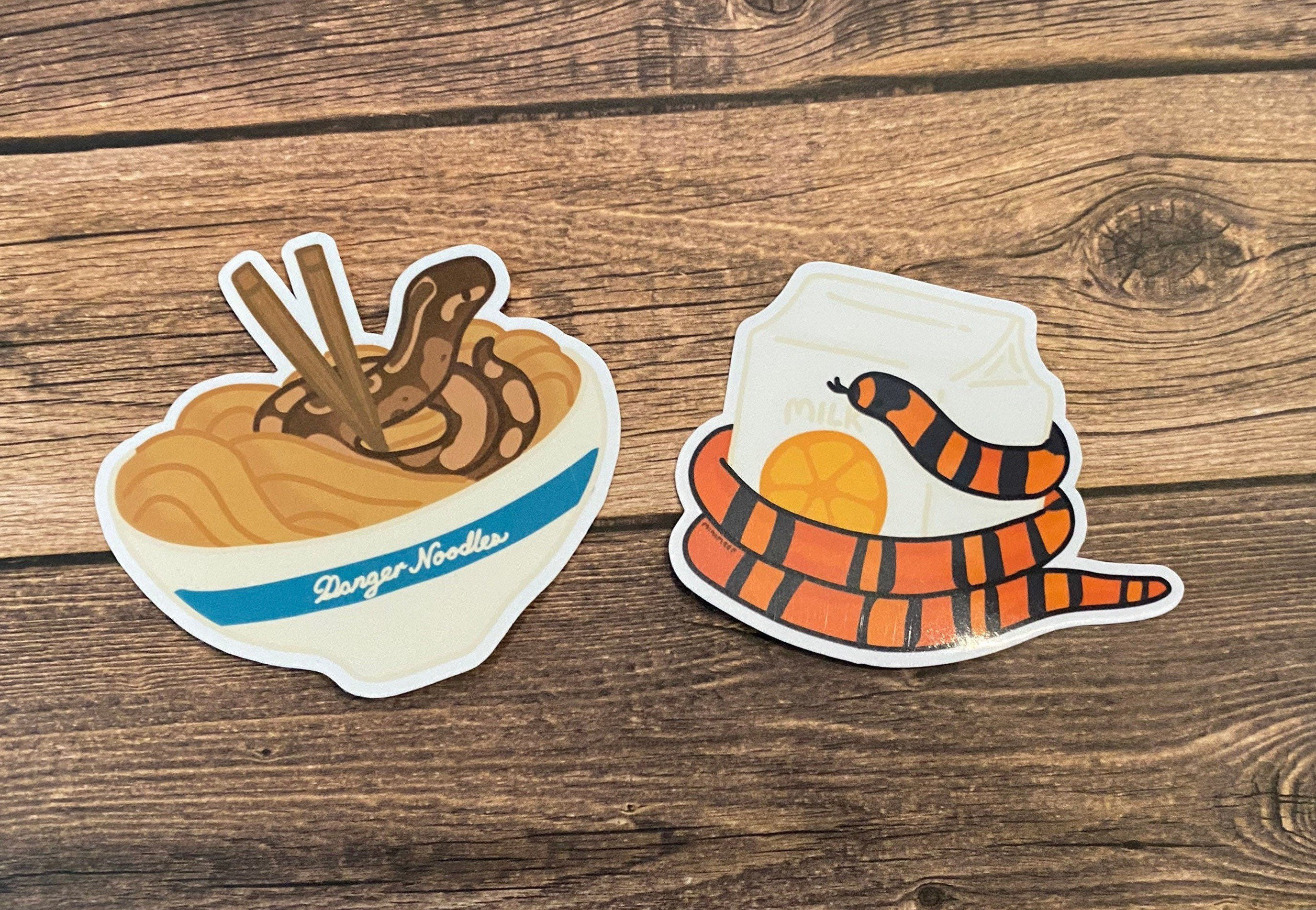 Cute Snake Stickers Danger Noodles Food Themed Tangerine Milk Snake and ...
