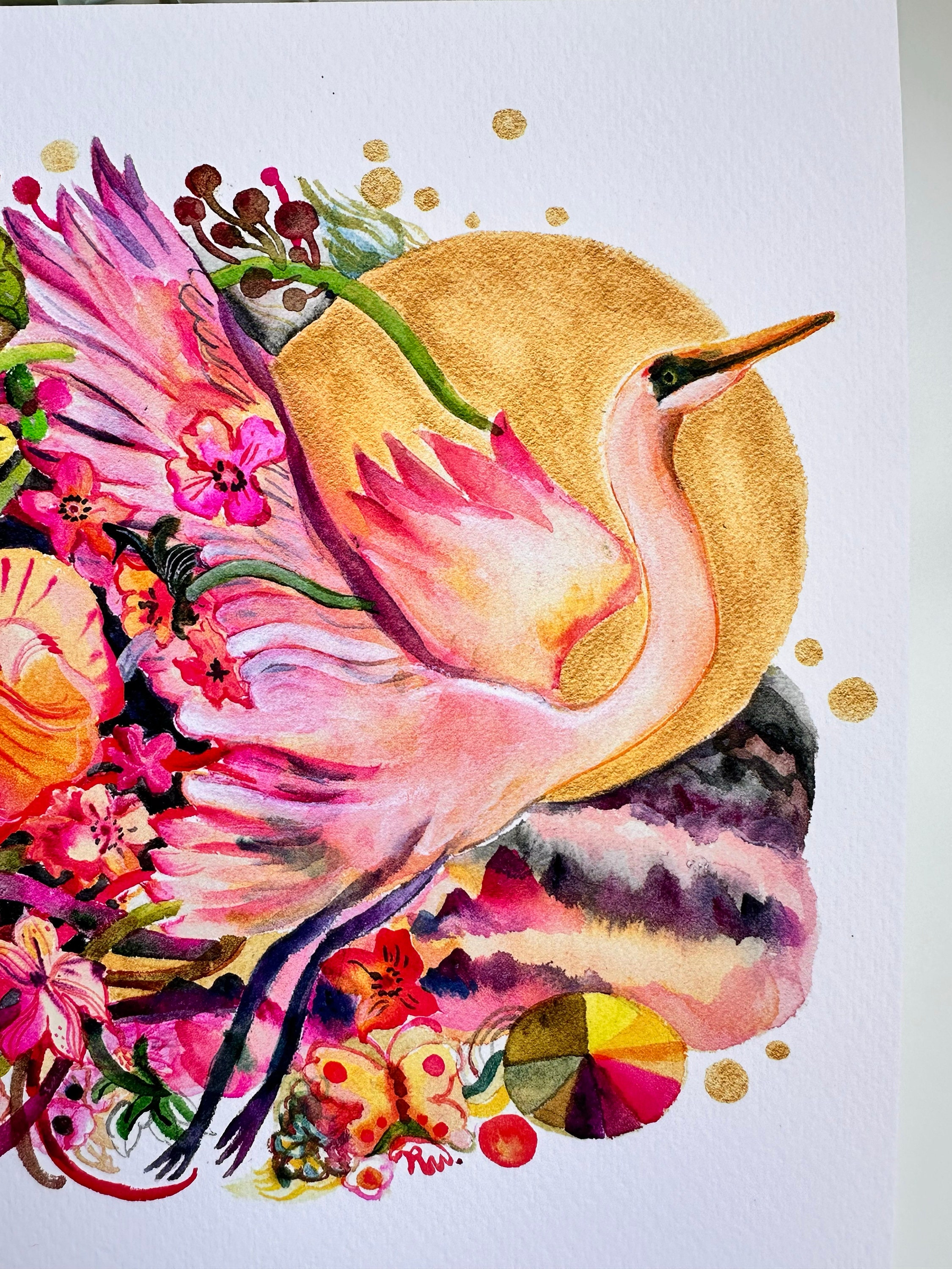 Elation-5x7-8x10-giclee Print-fine Arts Watercolor Painting-bird-heron ...