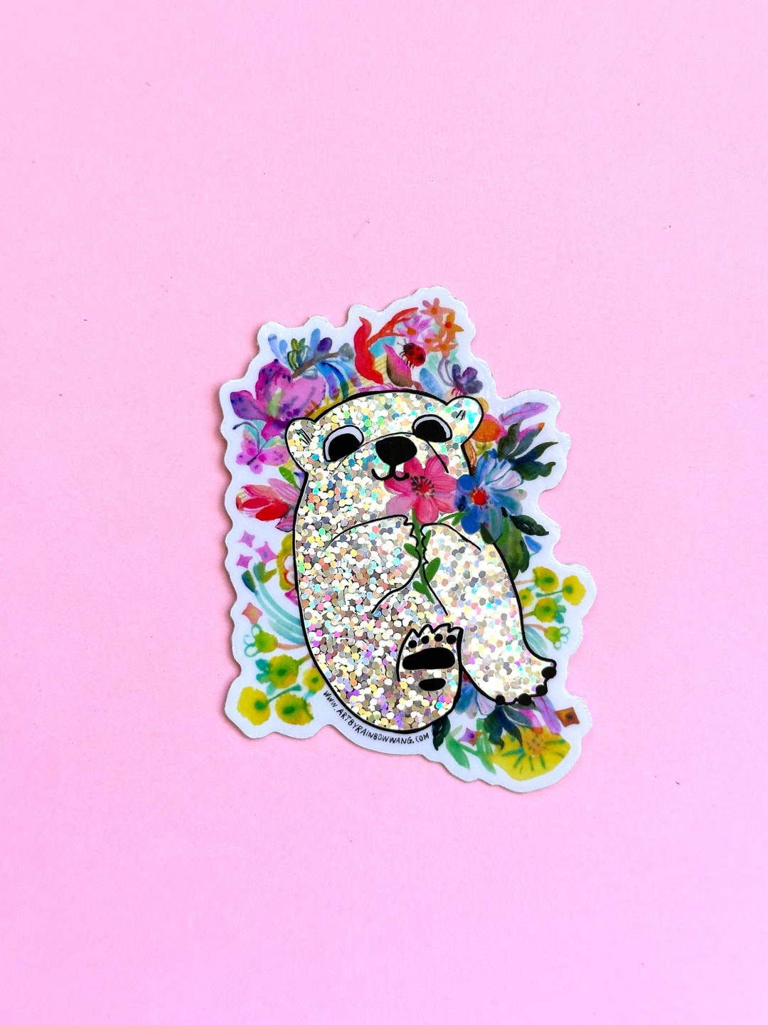Glitter Polar Bear Sticker Fun Iridescent Rainbow Happy Color School ...