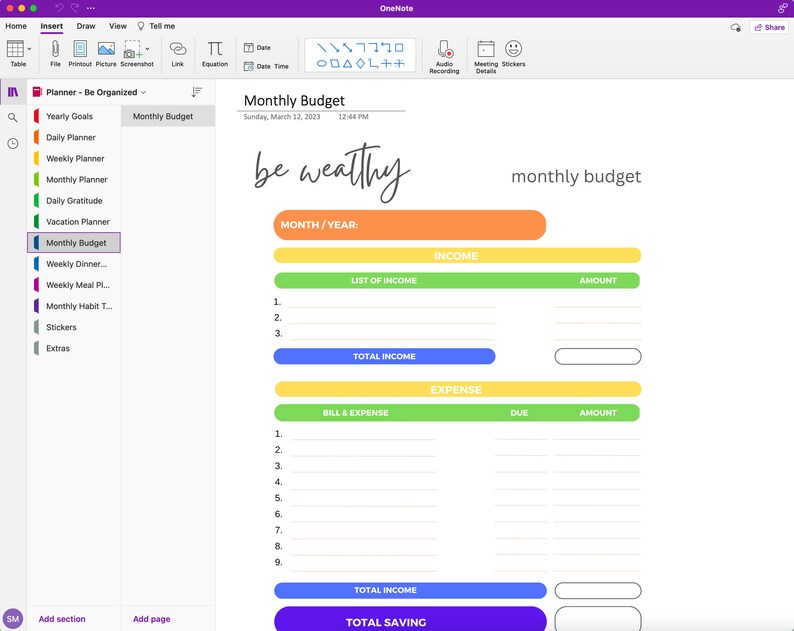 Onenote Planner Positive Affirmation Rainbow Planner Be - Etsy