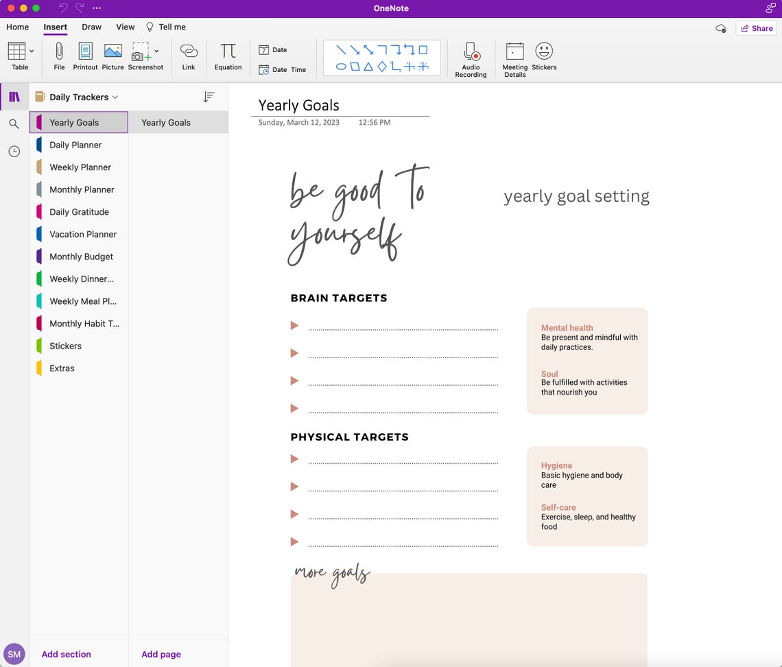Onenote Planner, Positive Affirmation Planner - Be Organized, Be ...