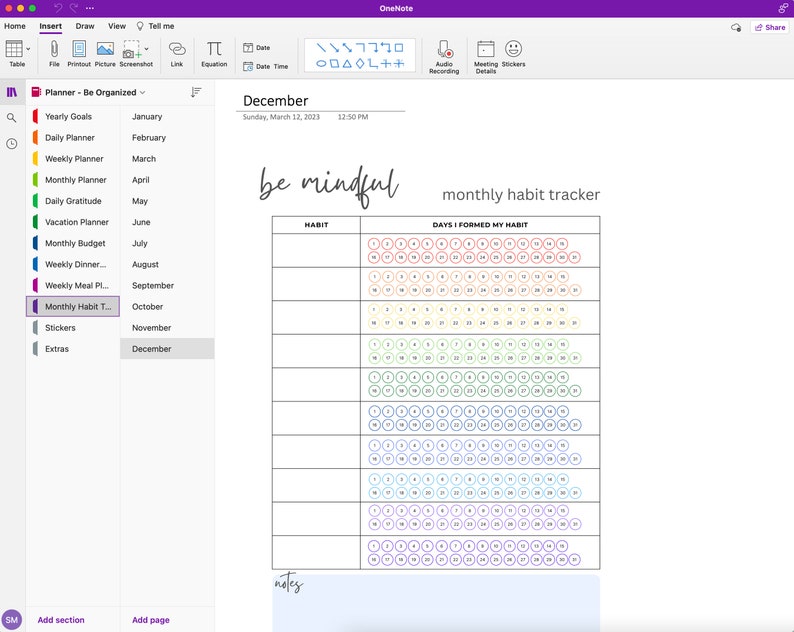 Onenote Planner, Positive Affirmation Rainbow Planner - Be Organized ...