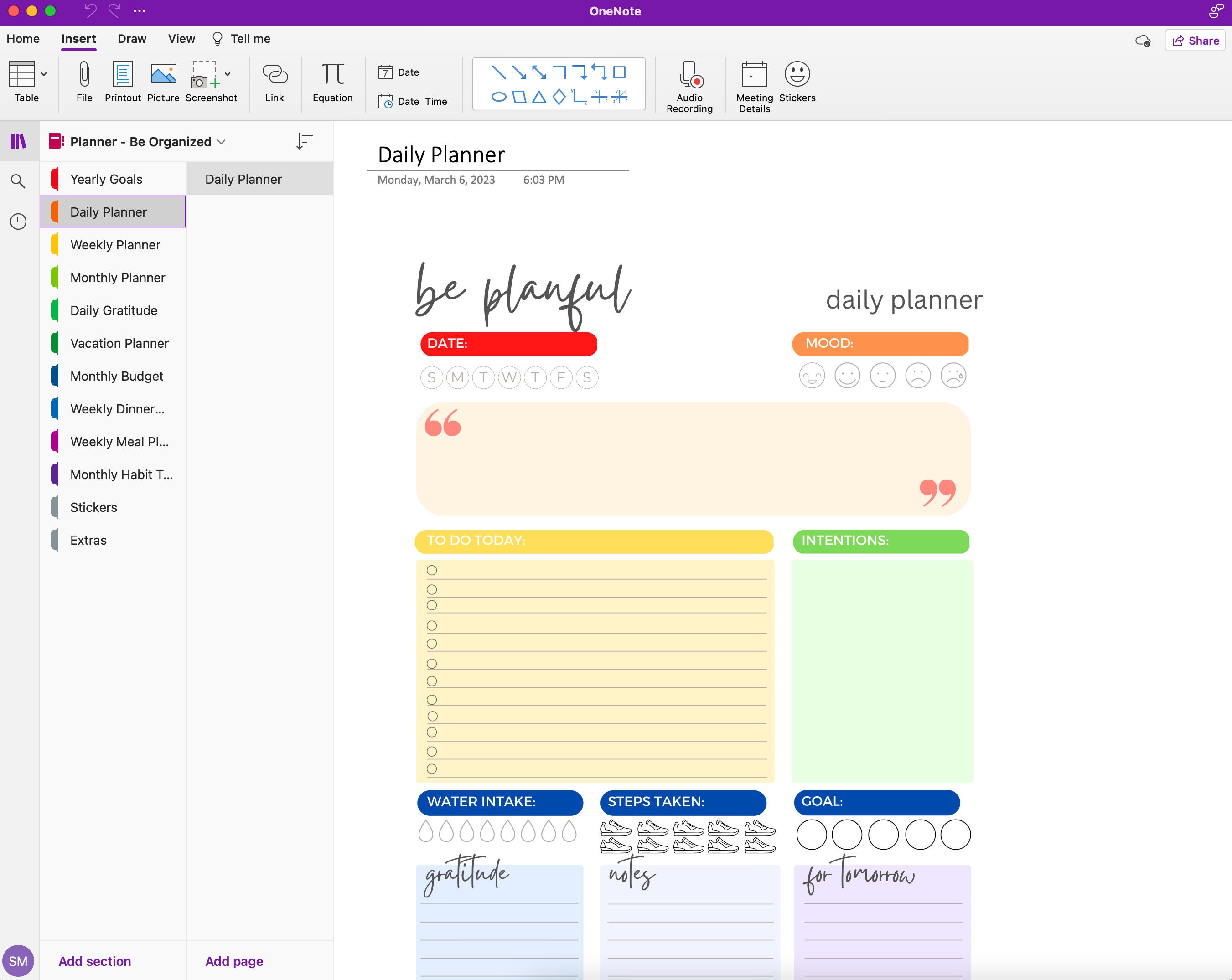 Onenote Planner, Positive Affirmation Rainbow Planner - Be Organized ...