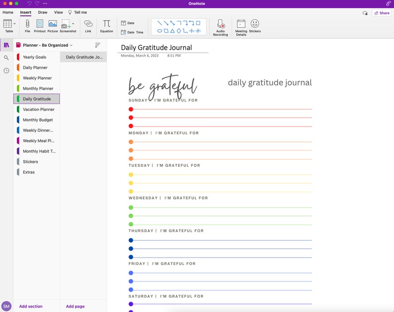 Onenote Planner Positive Affirmation Rainbow Planner Be - Etsy