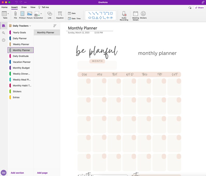 Onenote Planner, Positive Affirmation Planner - Be Organized, Be ...