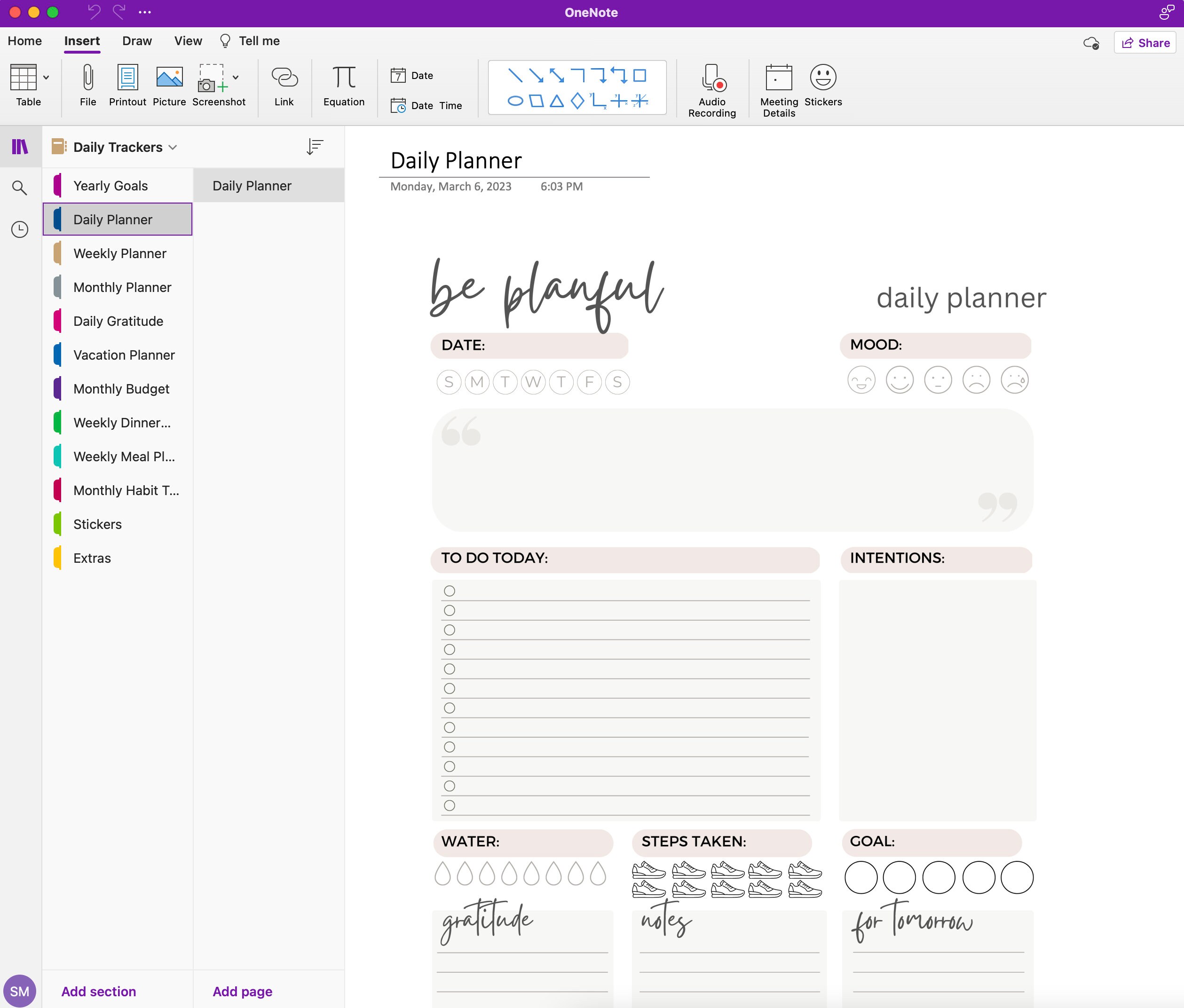 Onenote Planner, Positive Affirmation Planner - Be Organized, Be ...