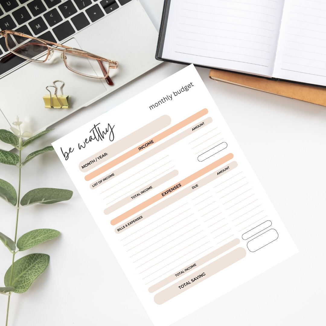 Positive Affirmation Budget Planner Template - Neutral Boho Design - Etsy