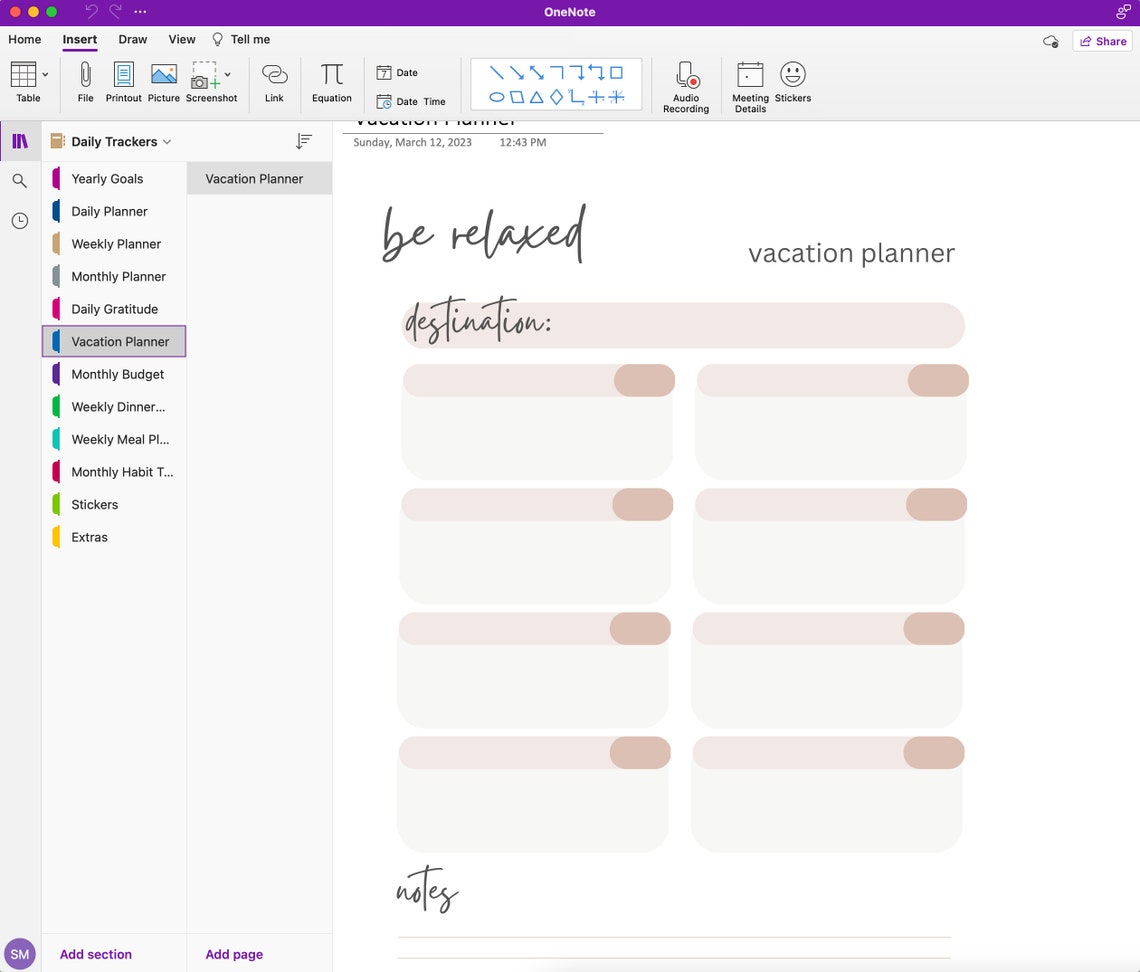 Onenote Planner, Positive Affirmation Planner Be Organized, Be Healthy ...