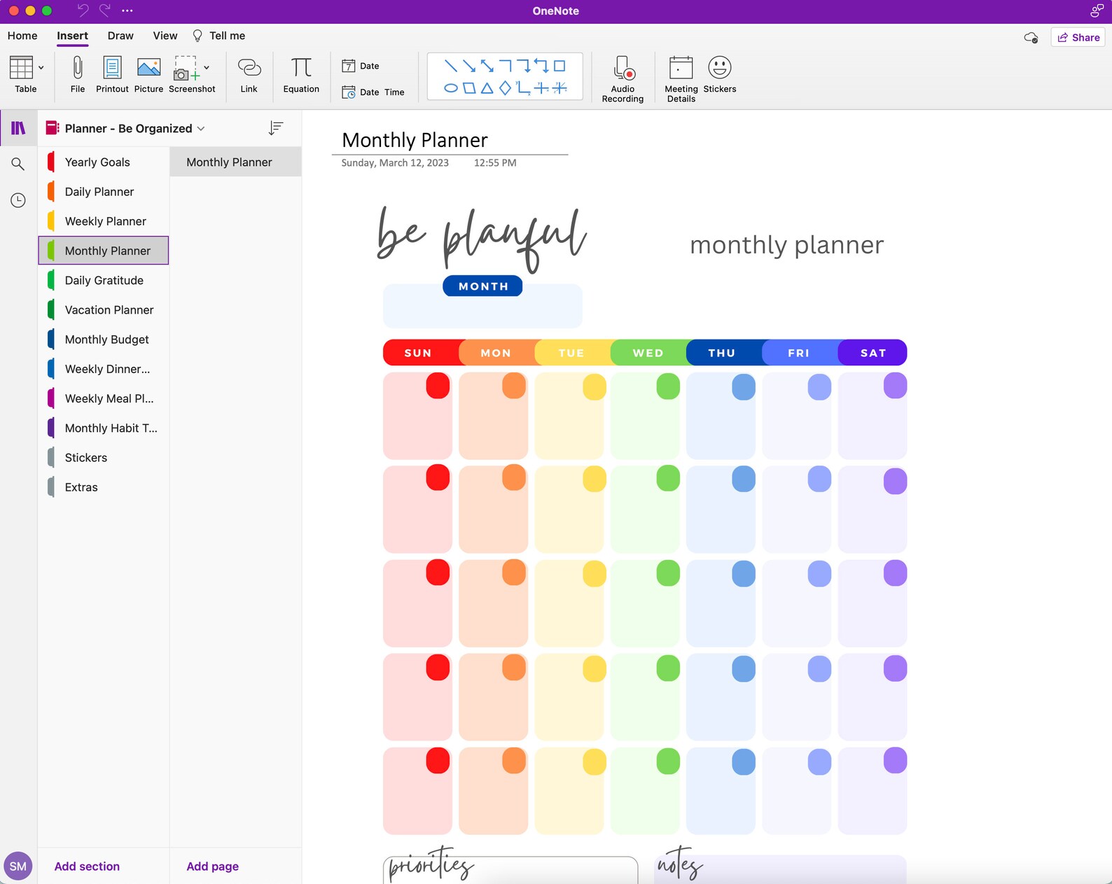 Onenote Planner Positive Affirmation Rainbow Planner Be - Etsy