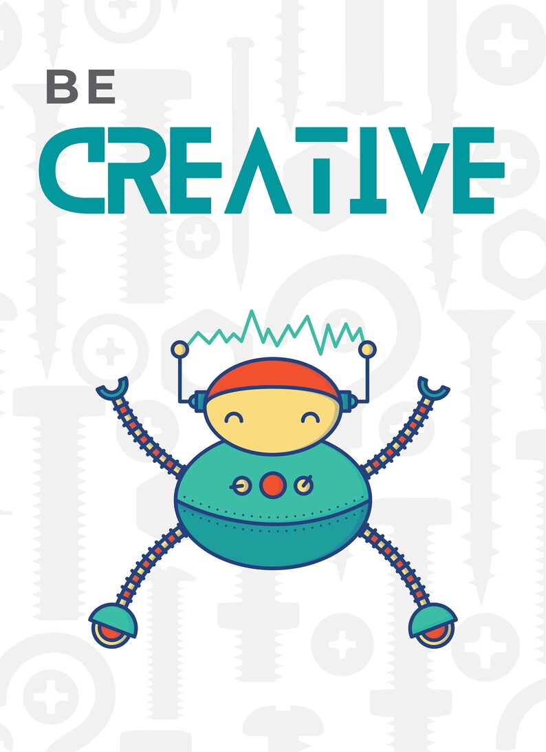 Robot Positive Affirmation Printable - Be Creative - Nursery Prints ...